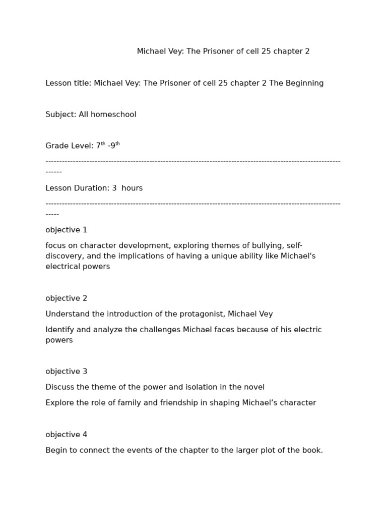 Michael Vey The Prisoner of Cell 25 Chapter 2 | PDF | Healthy Diet ...