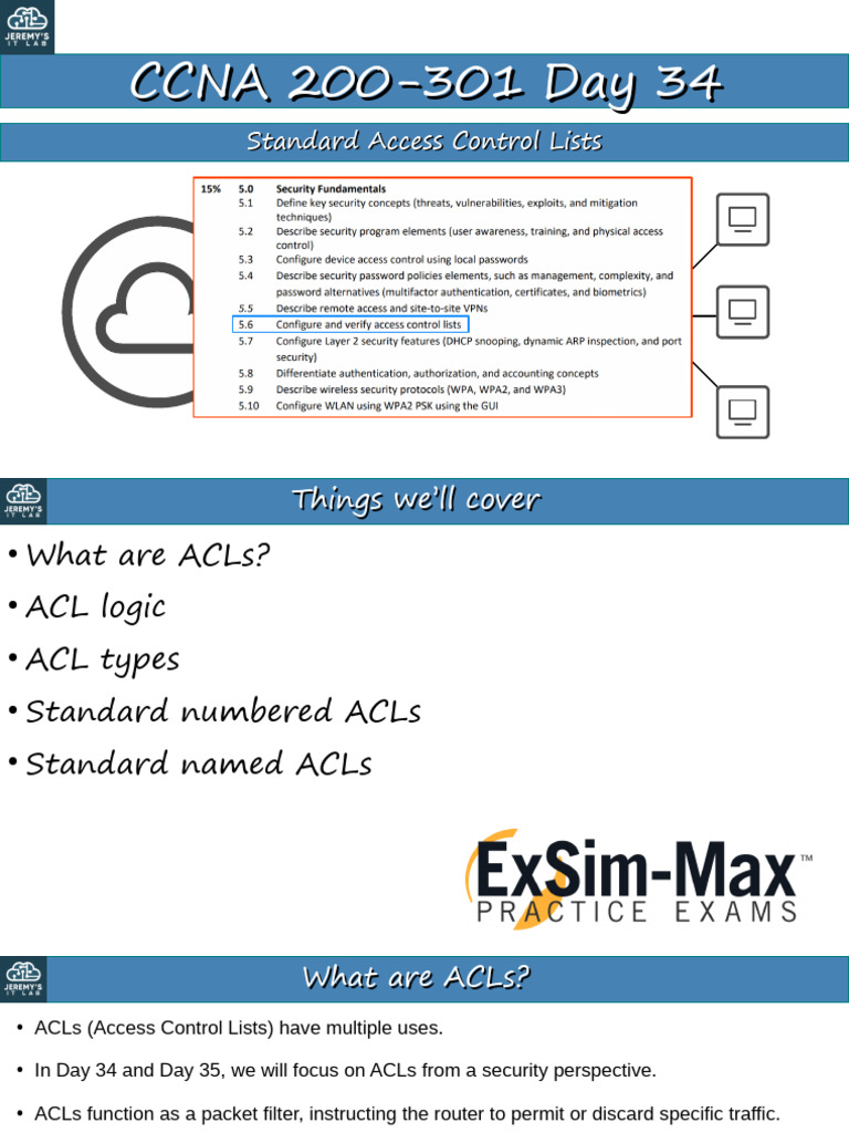 Configuring Standard ACLs for LAN Access | PDF | Router (Computing ...