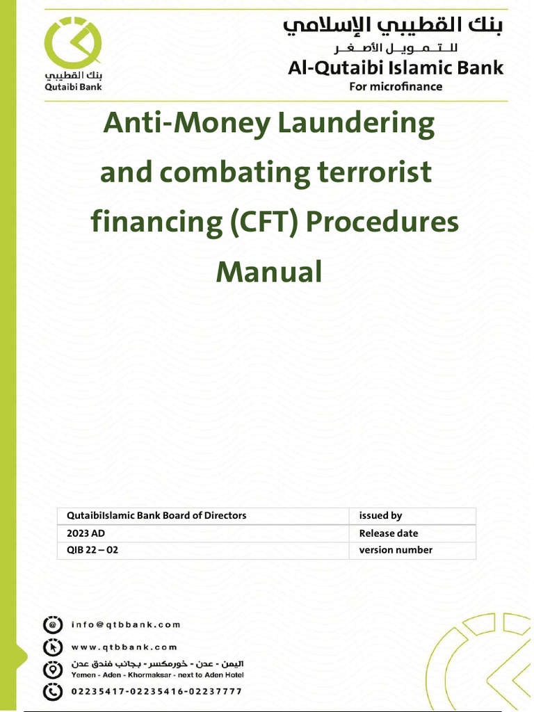 Aml& CFT Manual | PDF | Money Laundering | Terrorism Financing