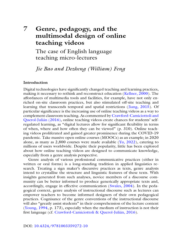 Genre, Pedagogy, and The Multimodal Design of Online Teaching Videos ...