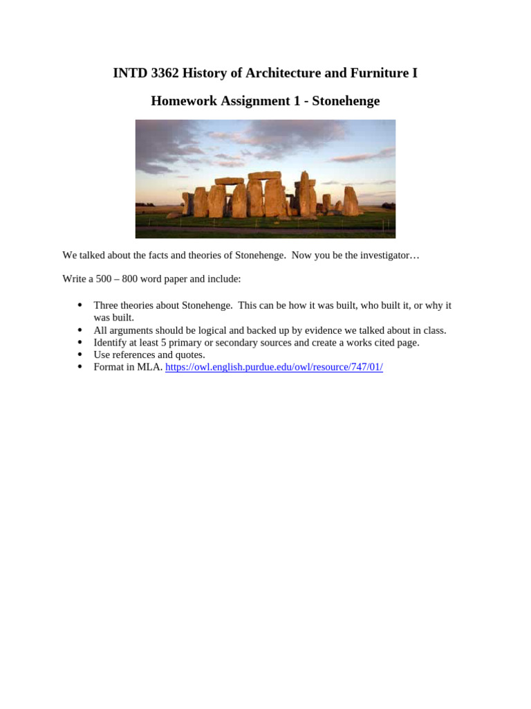 INTD 3362 History of Architecture and Furniture I Homework Assignment 1 ...