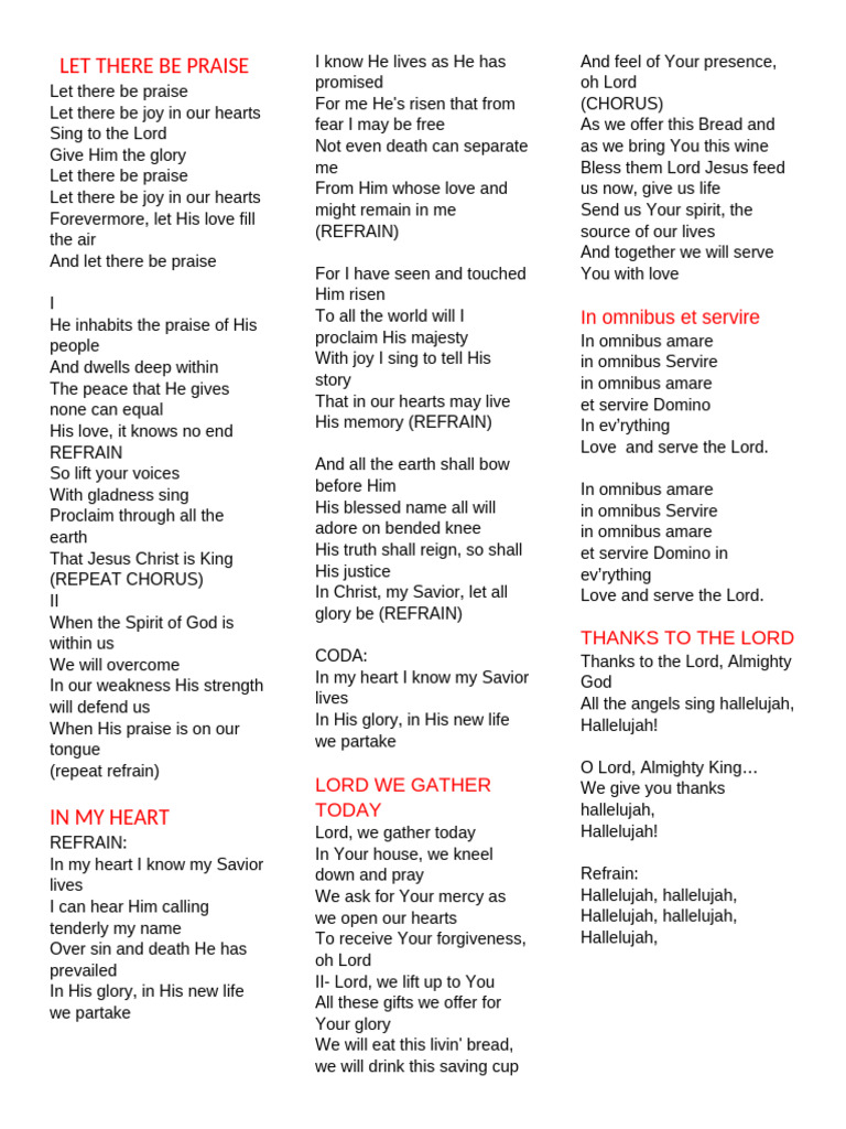 LET THERE BE PRAISE Lyrics | PDF | Jesus | Systematic Theology