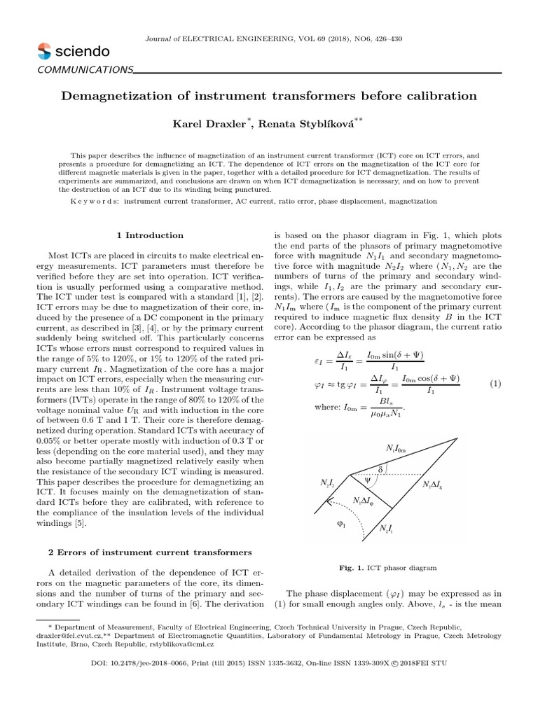 Demagnetization of Instrument Transformers Before | PDF | Transformer | Ferromagnetism