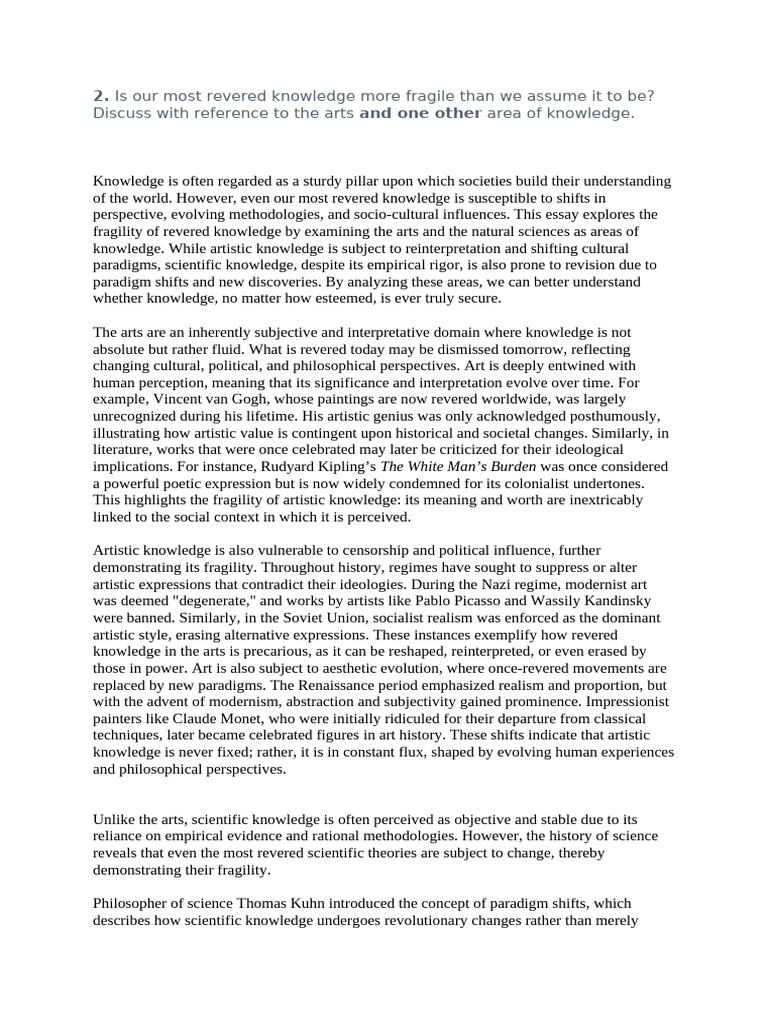 random tok essay | PDF | Science | Knowledge