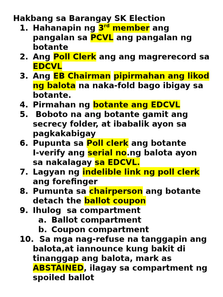 Hakbang Sa Barangay SK Election | PDF
