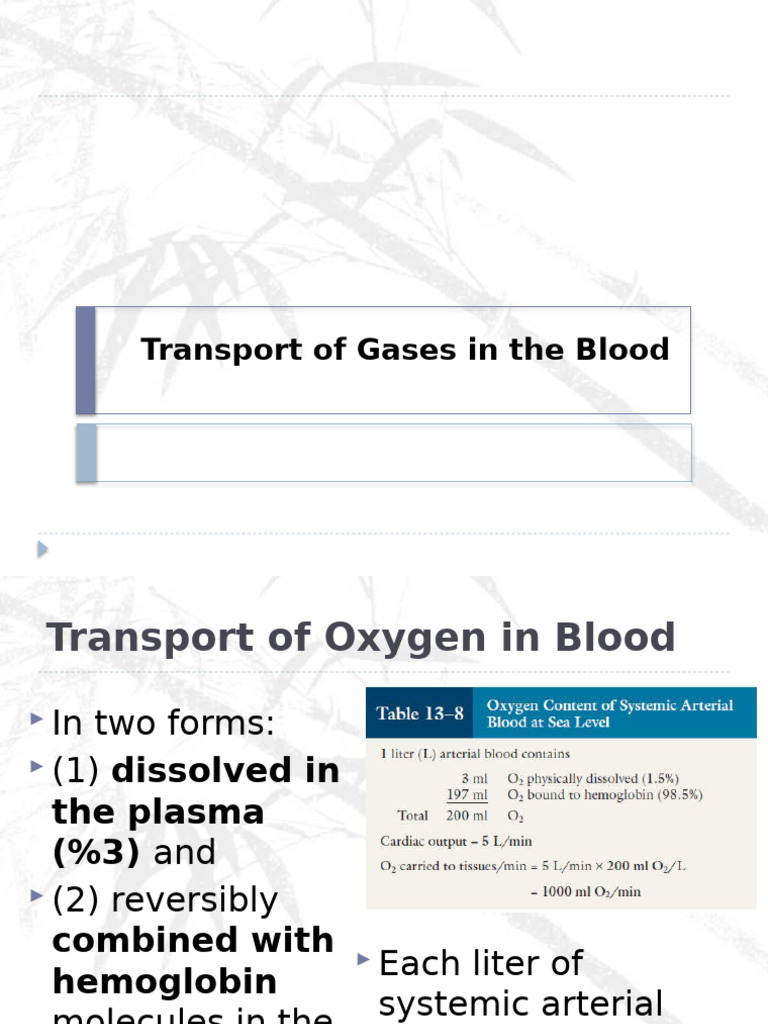 Blood Gas Transport Mechanisms Explained | PDF | Hemoglobin | Blood