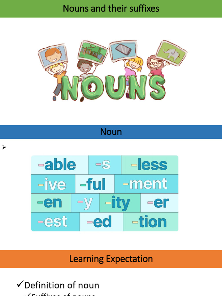Understanding Nouns and Their Suffixes | PDF | Noun | Plural