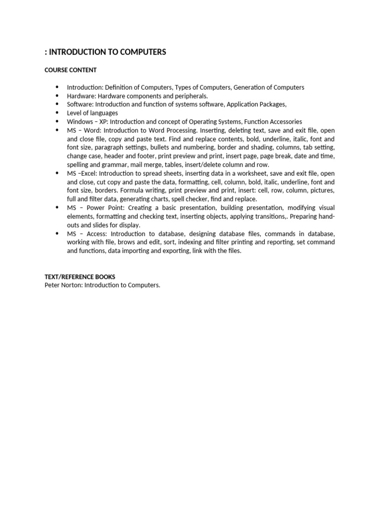 CPS-101 Intro To Comouters | PDF
