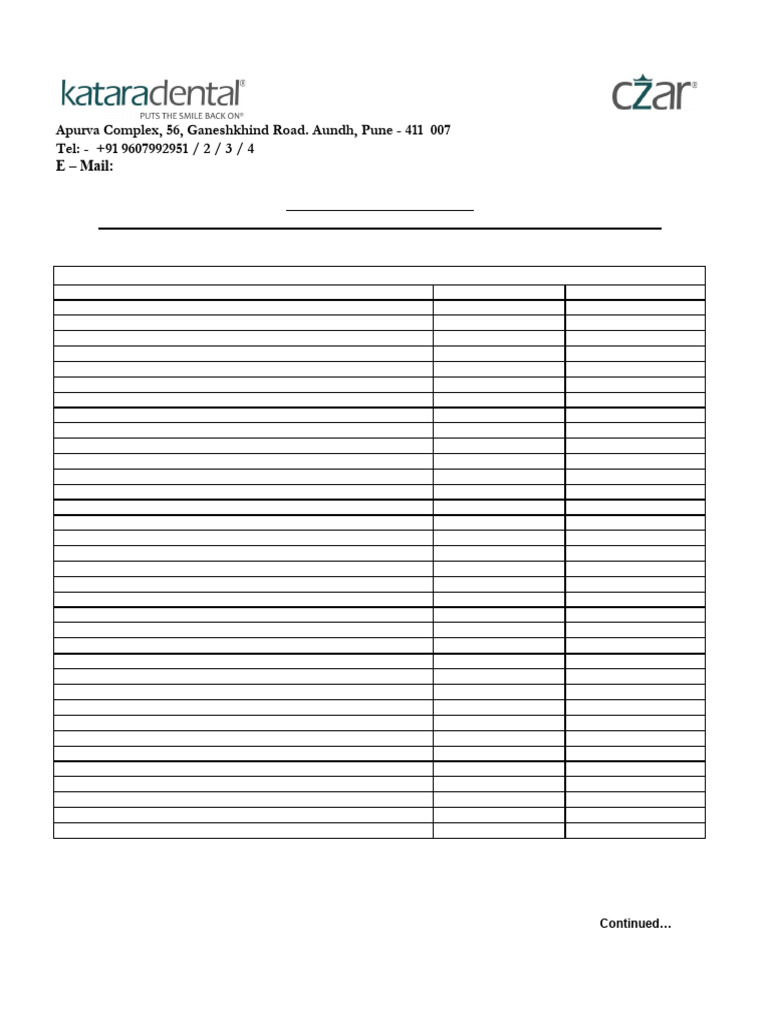 Pune Lab Price List W.E.F. 01-07-2024 | PDF | Dental Implant | Dentures