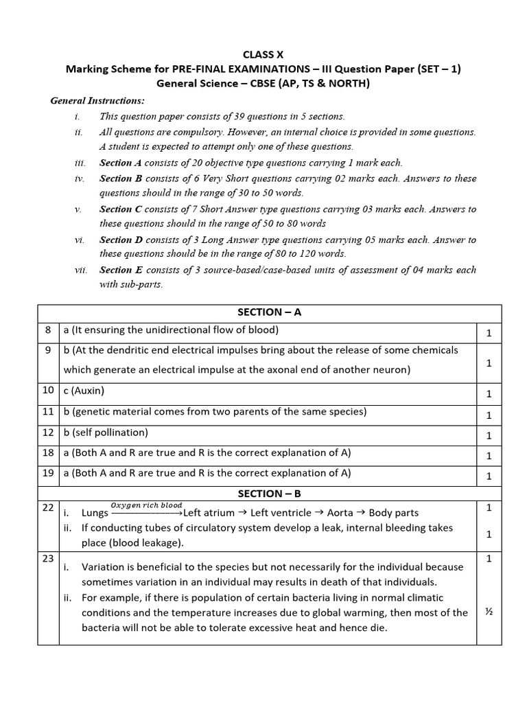 Class X General Science Marking Scheme | PDF | Plants | Food Web