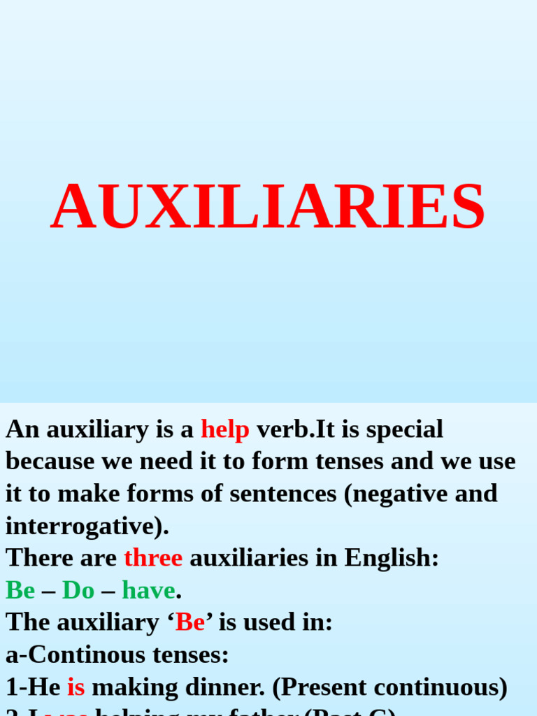 Auxiliaries | PDF