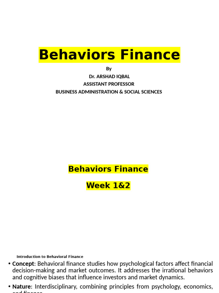 Understanding Behavioral Finance Concepts | PDF | Behavioral Economics ...