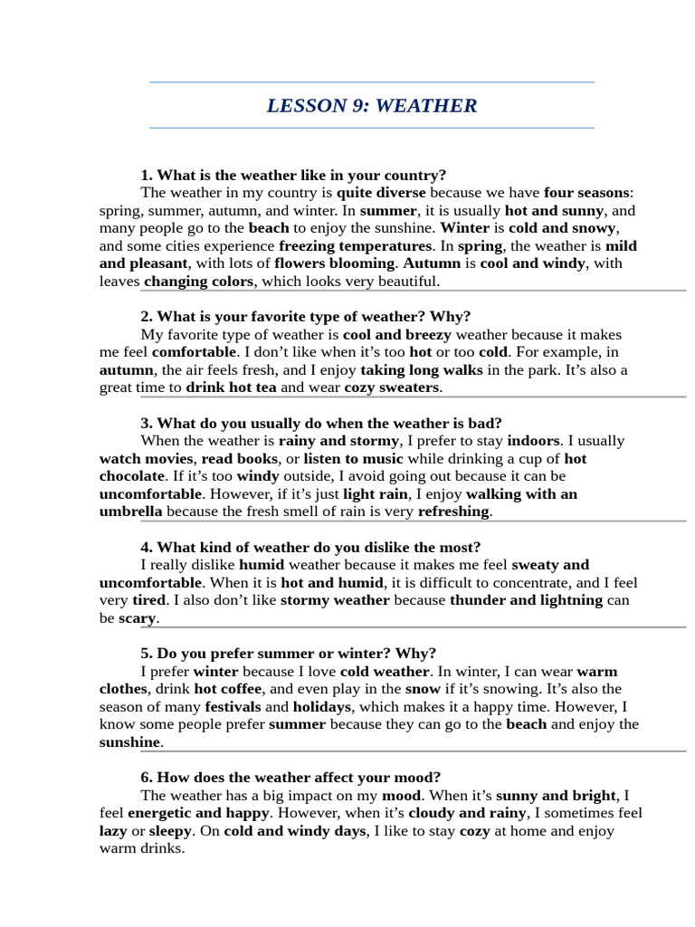 LESSON 9- Weather | PDF | Winter Storm | Atmosphere