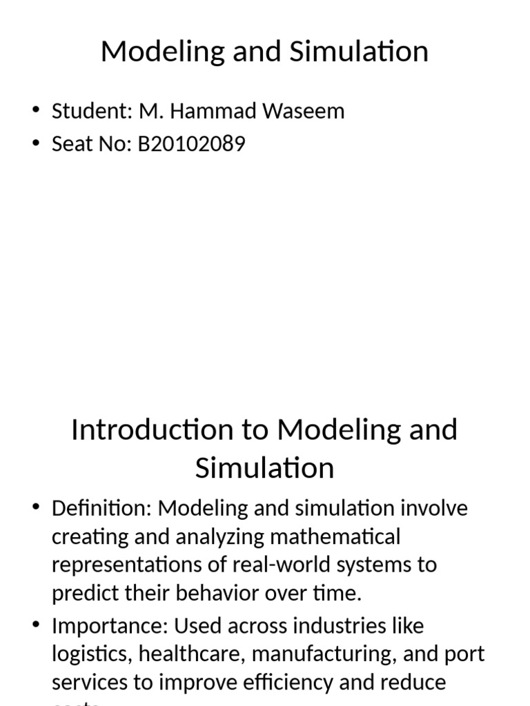 Modeling and Simulation | PDF | Simulation | System