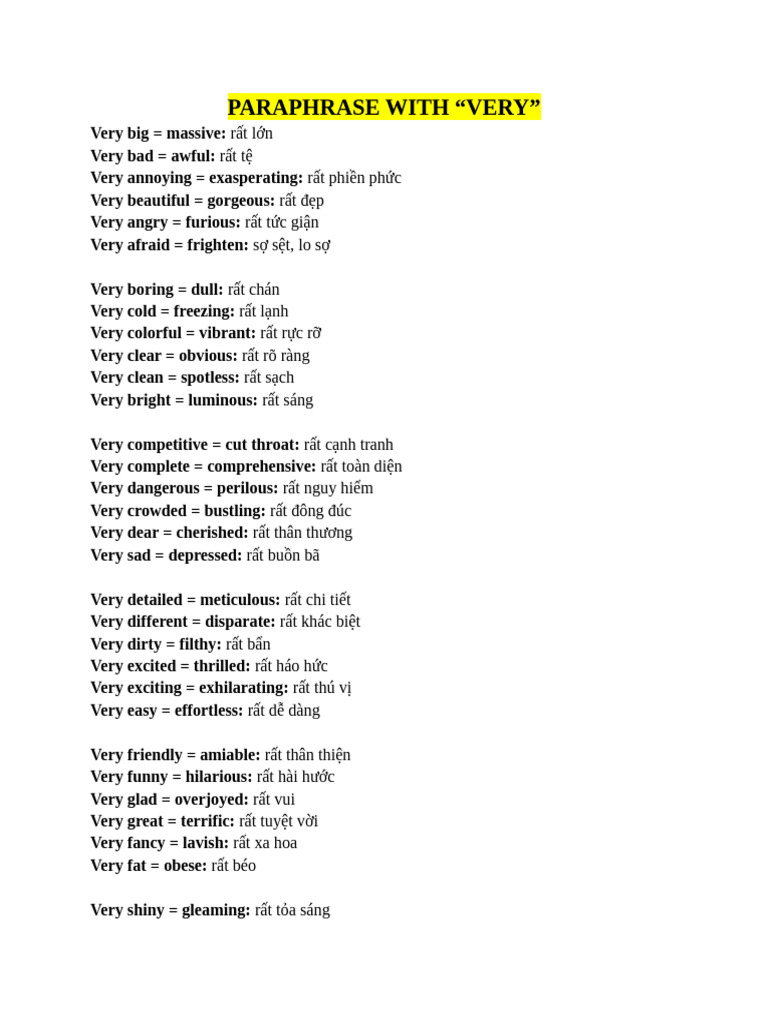 Paraphrase With Very | PDF