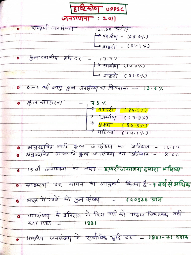 UP Census Handwritten Notes | PDF