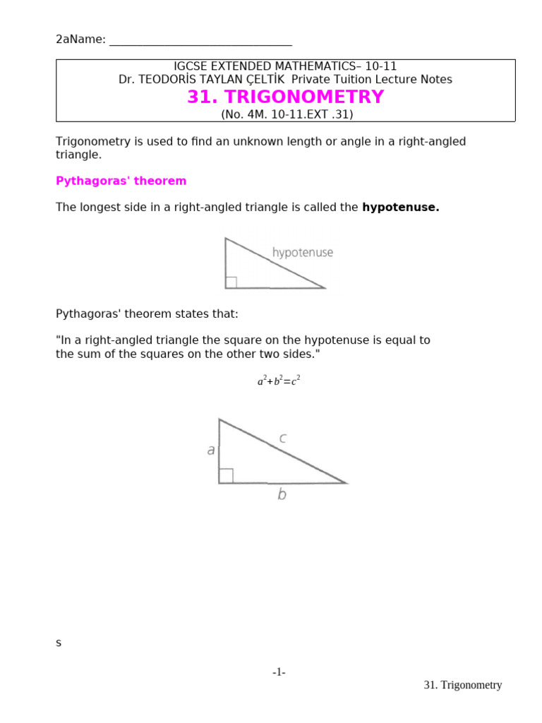 31.Trigonometry | PDF | Trigonometry | Classical Geometry