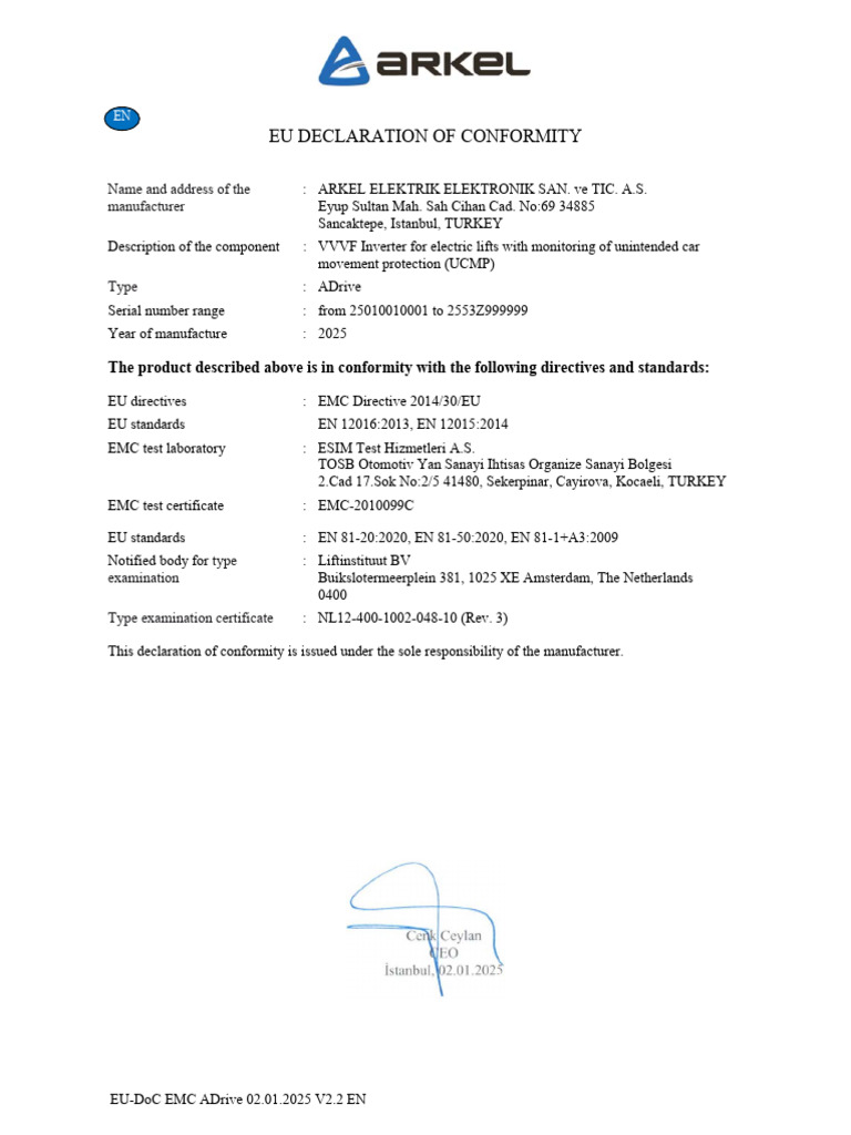 ADrive EU Declaration of Conformity.en | PDF | European Economic Area ...