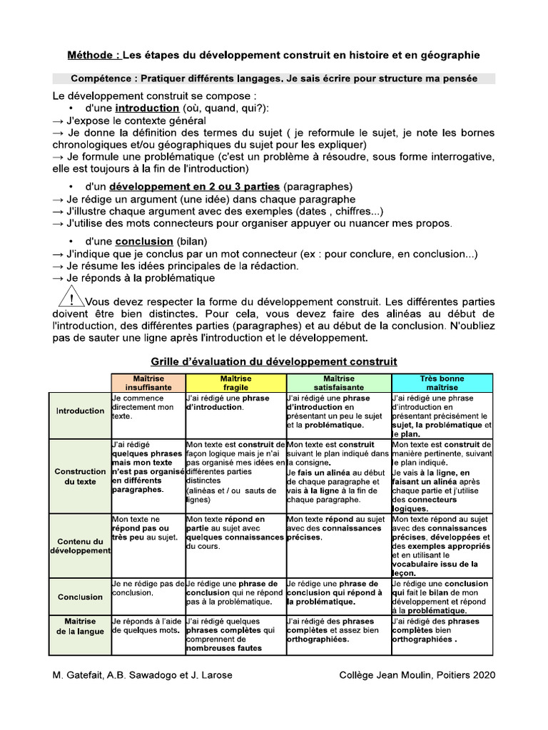 Methodedeveloppement Construit Et Grille | PDF