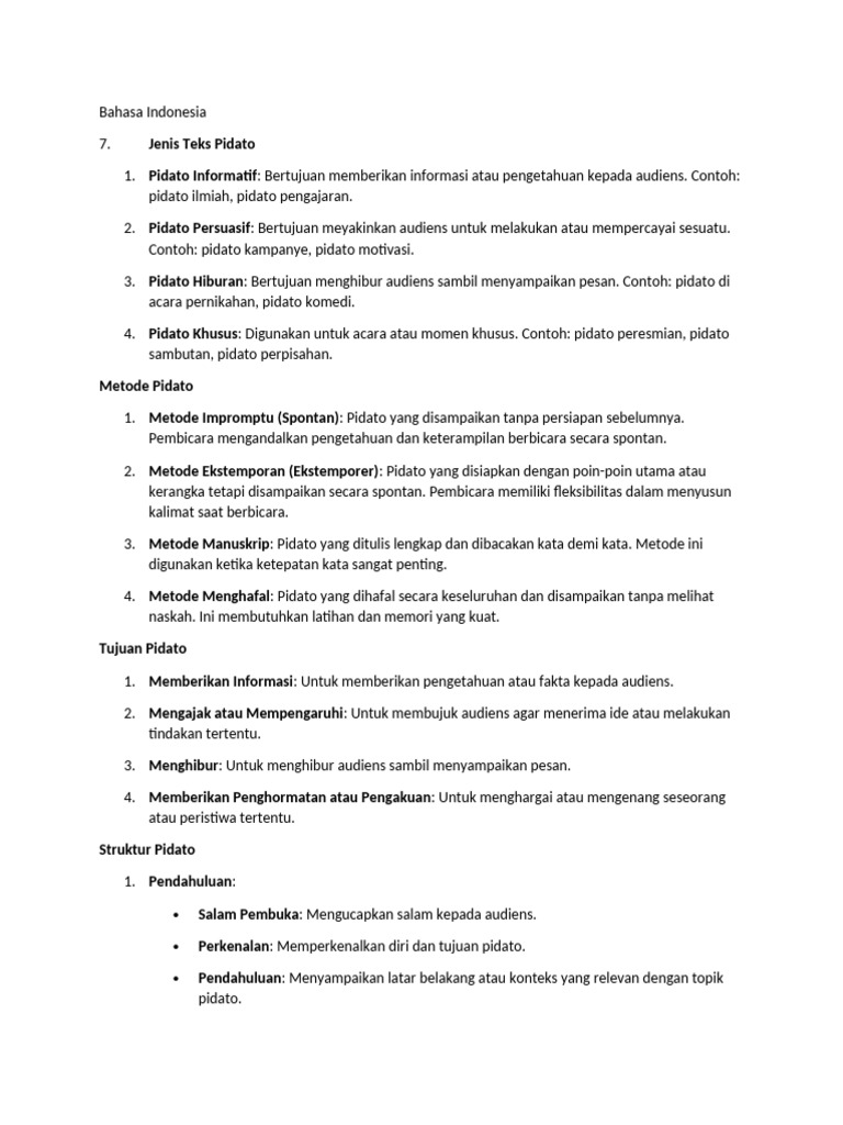 Struktur dan Tujuan Pidato Informatif | PDF