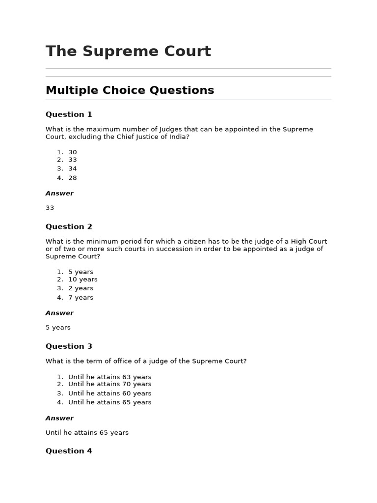 The Supreme Court Q and A | PDF | Supreme Courts | Appeal