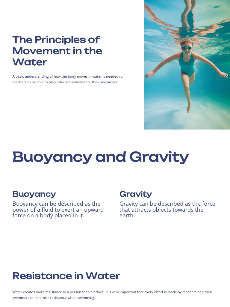 The Principles of Movement in The Water | PDF | Swimming | Drag (Physics)