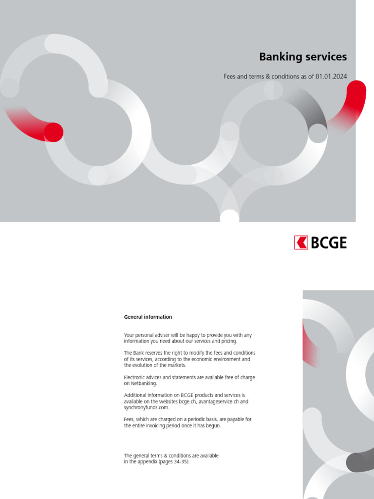 BCGE Brochure Tarif Conditions Paiement en | PDF | Debit Card | Credit Card