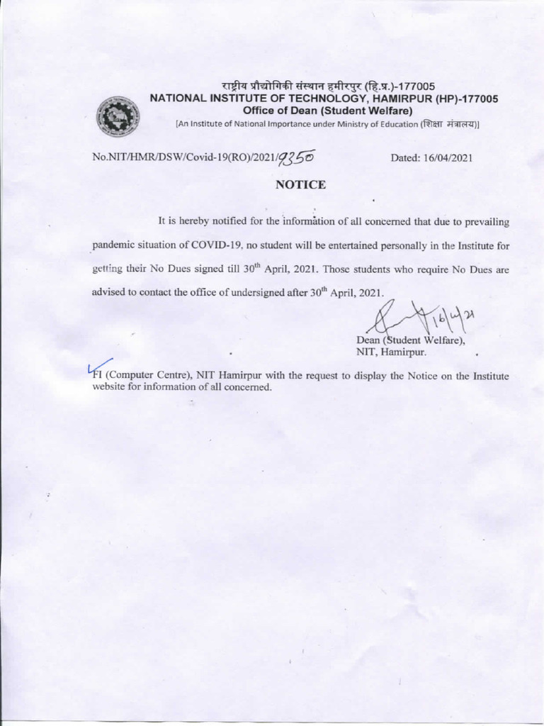 No Dues Notice | PDF
