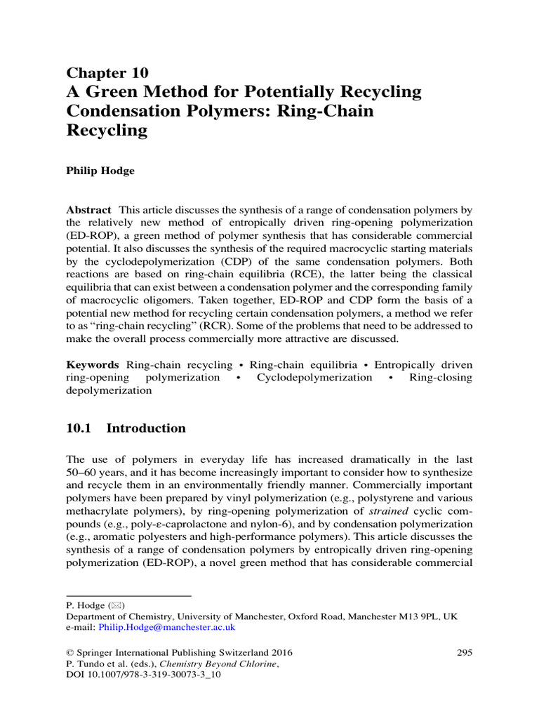 015-Chapter 10 A Green Method For Potentially Recycling Condensation Polymers: Ring-Chain ...