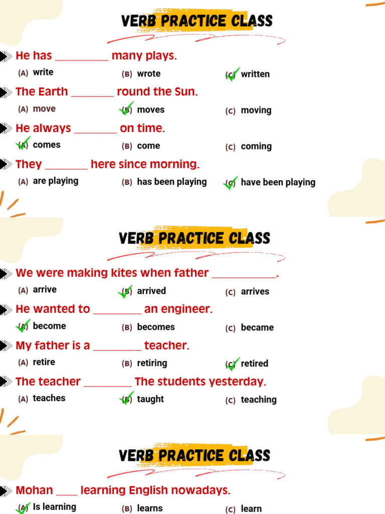 Verb Practice Class | PDF