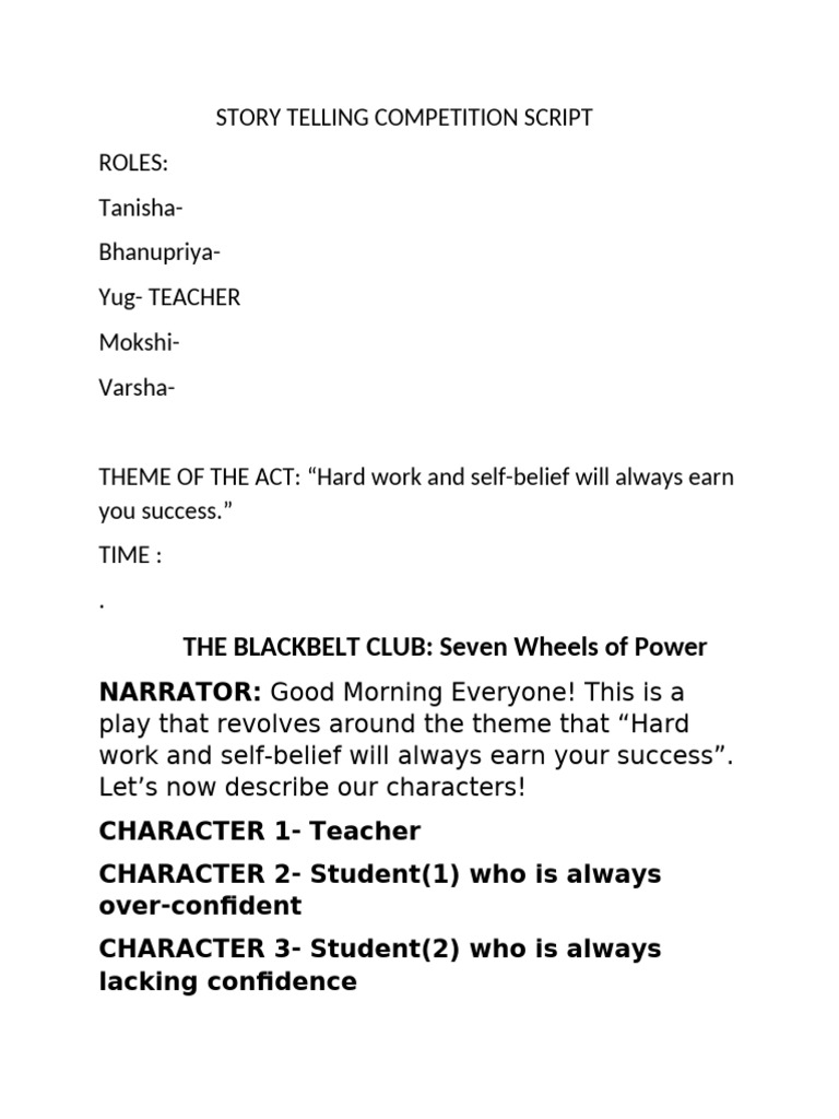 Story Telling Competition Script-1 | PDF
