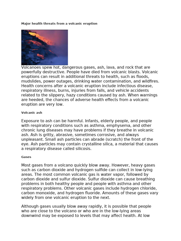 Health Risks of Volcanic Eruptions | PDF | Volcanic Ash | Volcano