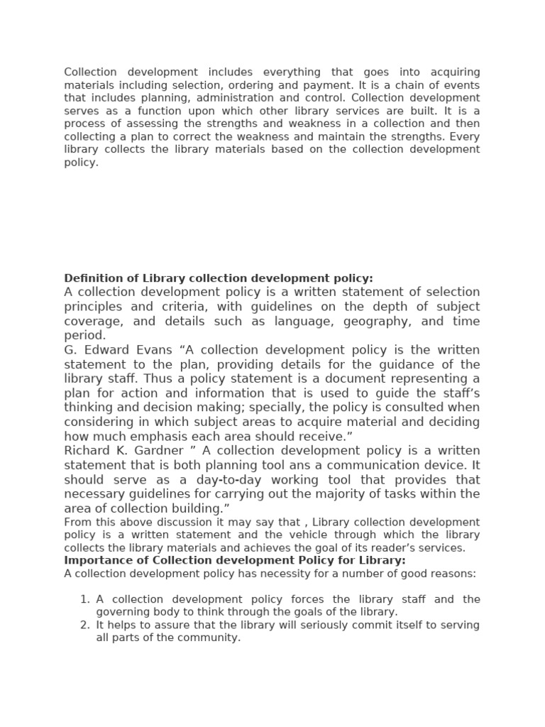 Collection Development Policy | PDF