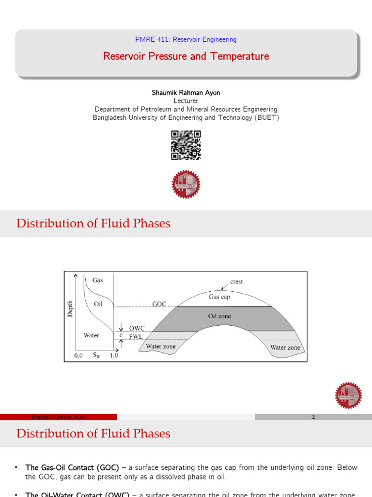 Reservoir Pressure and Temperature Insights | PDF | Petroleum Reservoir ...