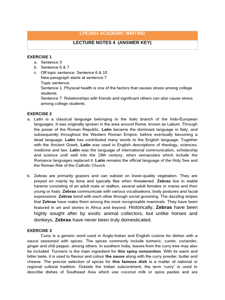 Academic Writing Guide | PDF | Curry | Zebra
