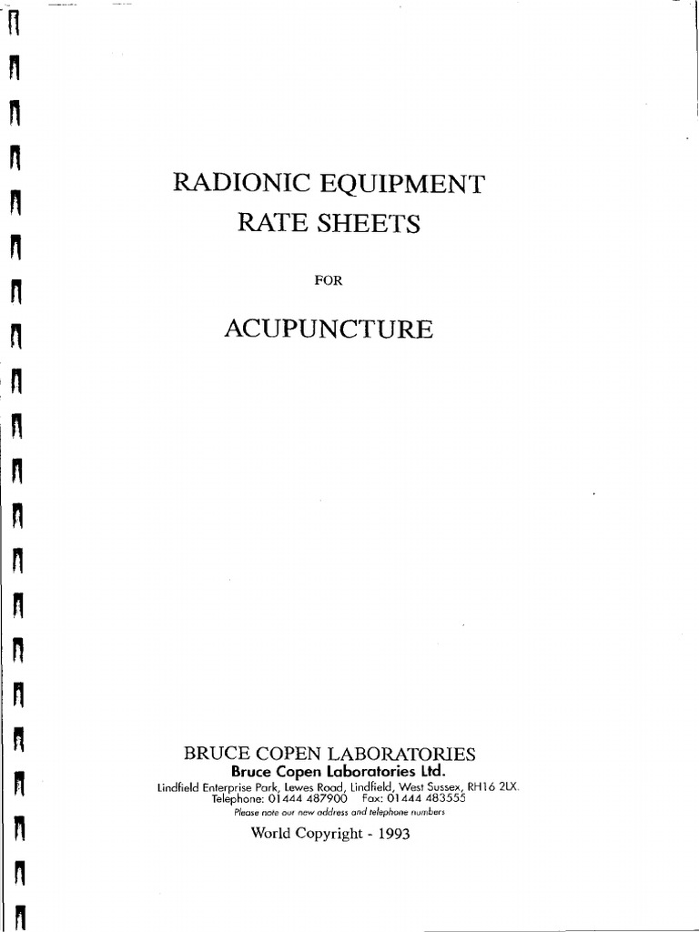 Copen Acupuncture - Radionic Equipment Rate Sheets | PDF | Meridian ...