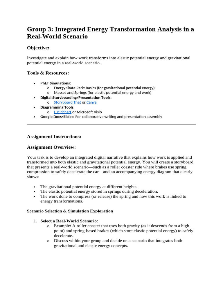 Energy Transformation in Real Scenarios | PDF | Potential Energy ...