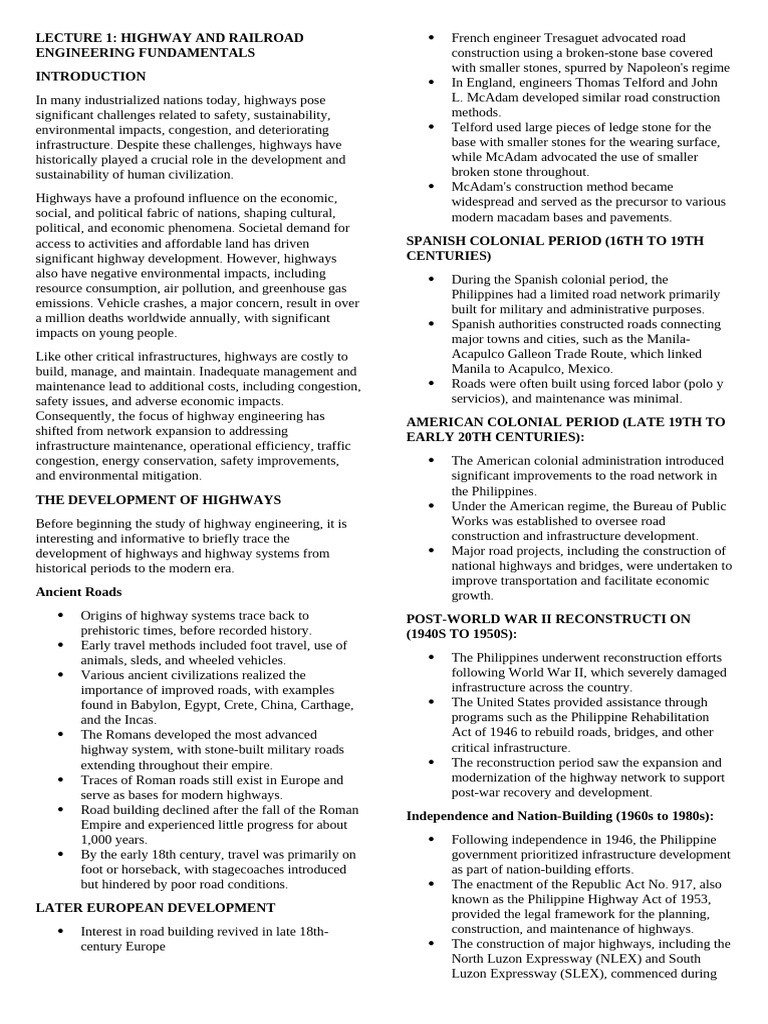 Highway Engineering Fundamentals Overview | PDF | Transport | Road