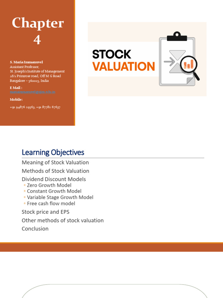 Chapter 4 Stock Valuation | PDF | Discounted Cash Flow | Valuation (Finance)