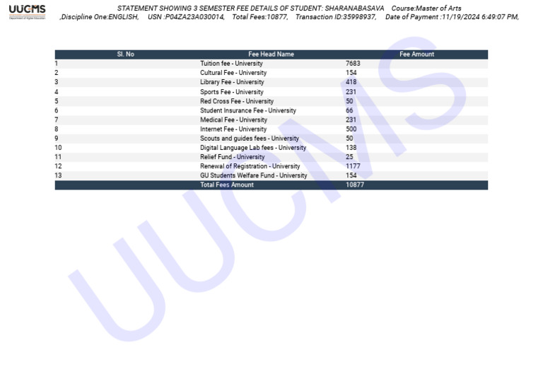 Student Fee Details | PDF