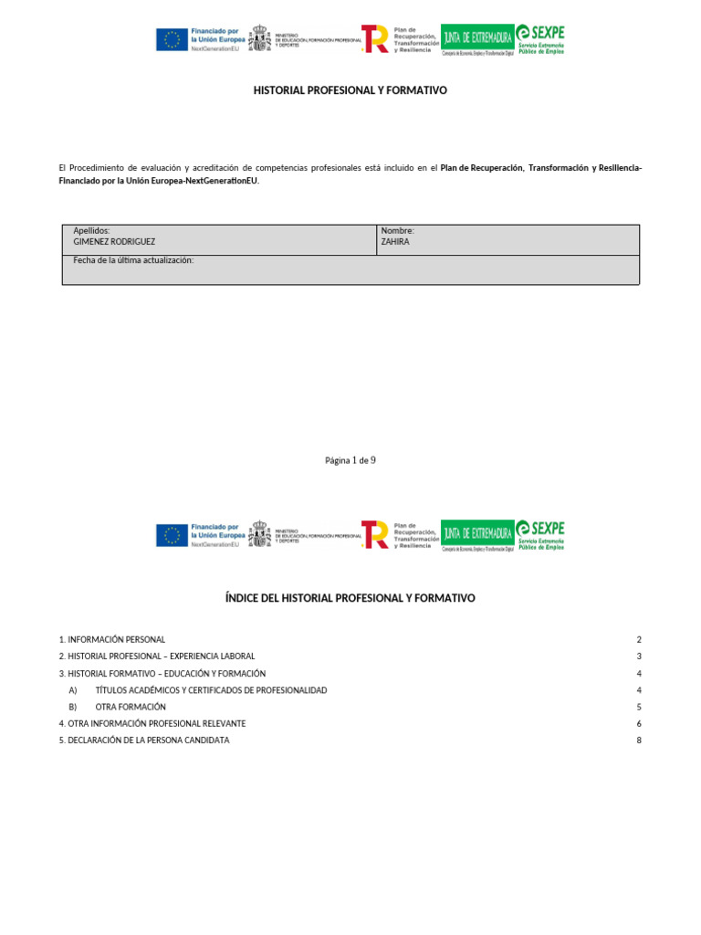 02 Historial Profesional y Formativo 2023 | PDF | Diploma