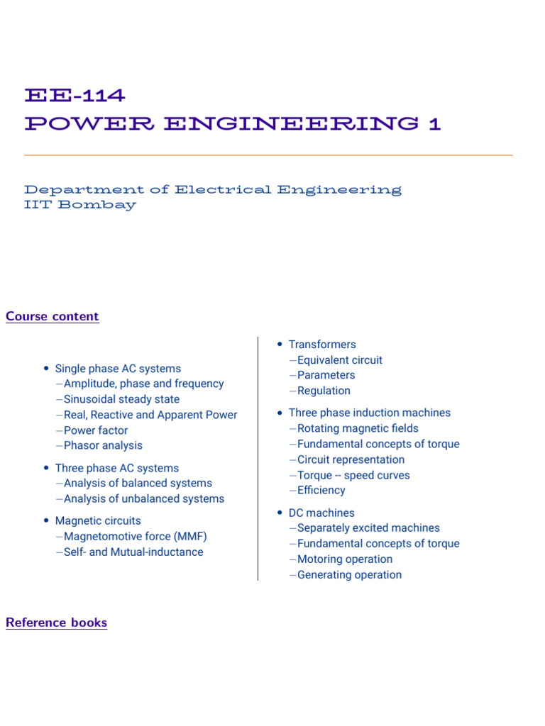Power Engineering Course Overview | PDF | Electrical Network | Electric ...