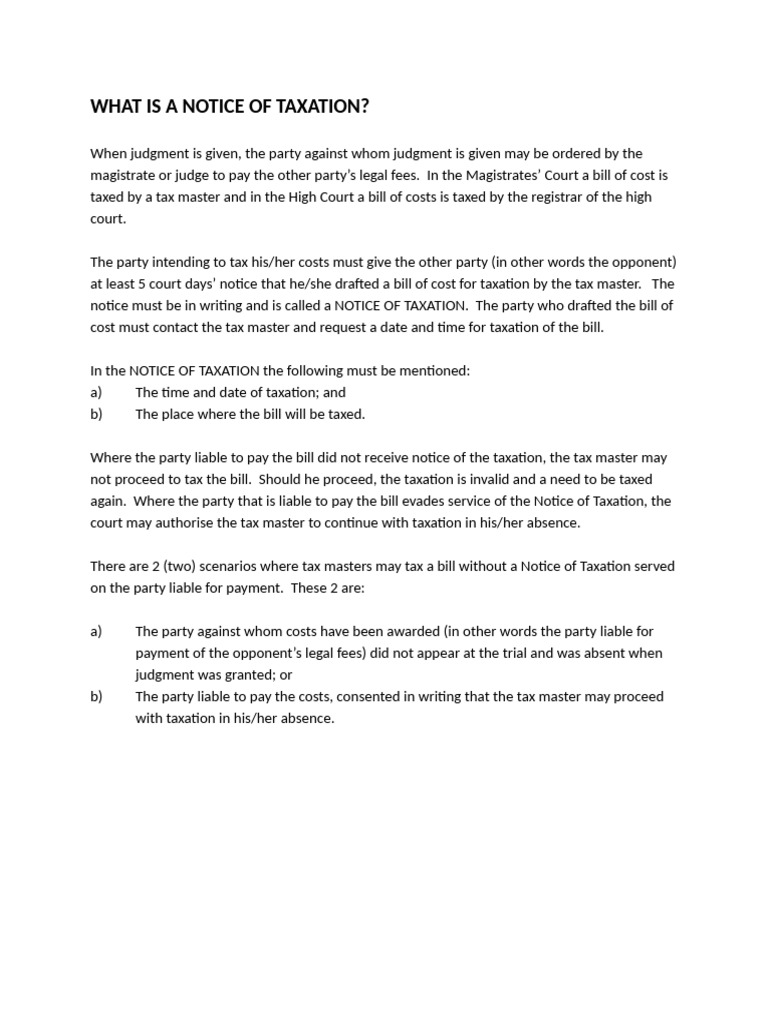 Understanding Notice of Taxation Process | PDF