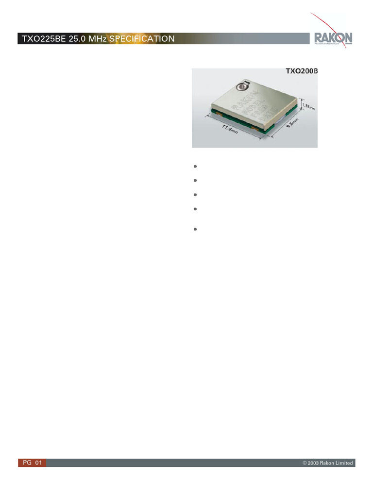 Rakon TXO200B TCXO Specifications | PDF | Electronic Engineering ...