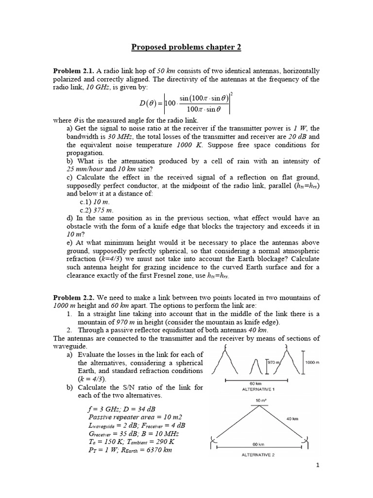Proposed Problems Chapter 2 | PDF | Antenna (Radio) | Radio
