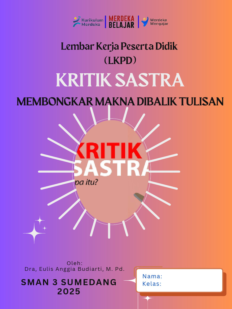 LKPD Teks Kritik Sastra Dan Esai | PDF