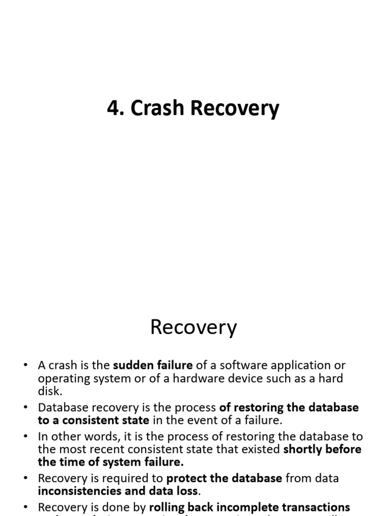 Database Crash Recovery Explained | PDF | Database Transaction | Data ...