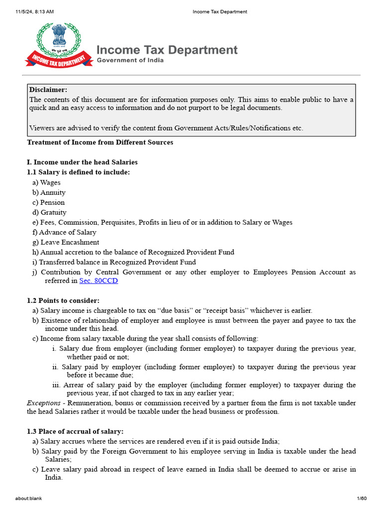 Tax Treatment of Salary Income | PDF | Employee Benefits | Expense