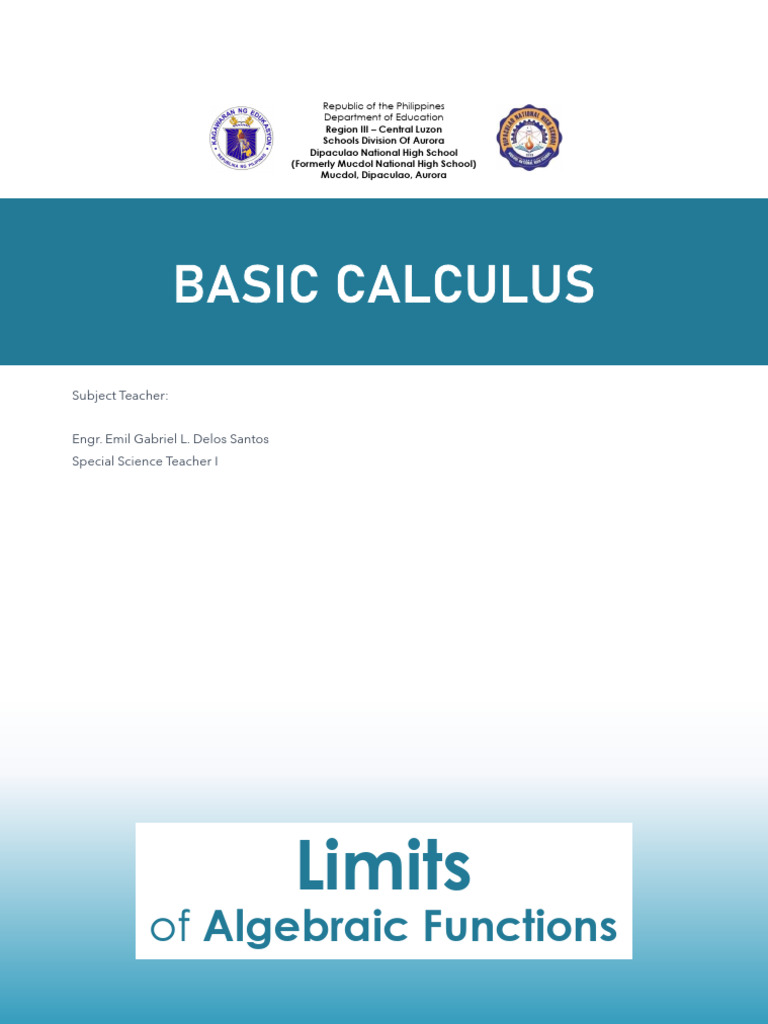 1-Basic-Calculus-Limits-of-Algebraic-Functions | PDF | Function (Mathematics) | Limit (Mathematics)