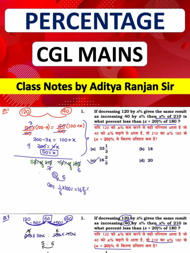 Percentage (Class Notes) | PDF